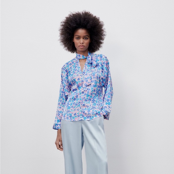 Zara | Tops | Zara Flower Print Blouse | Poshmark